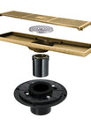 12 Inch Shower Linear Brushed Gold Drain Rectangular Floor Drain with ...
