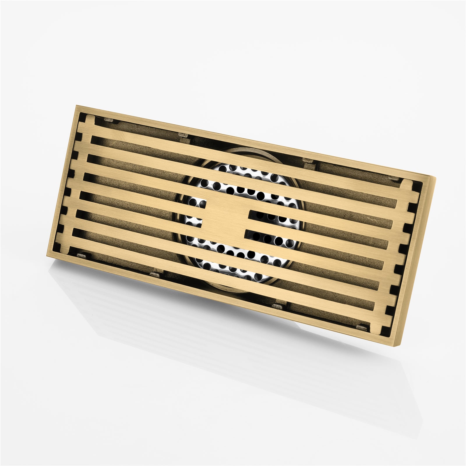 8 Inch Shower Linear Brushed Gold Drain Rectangular Floor Drain with A ...